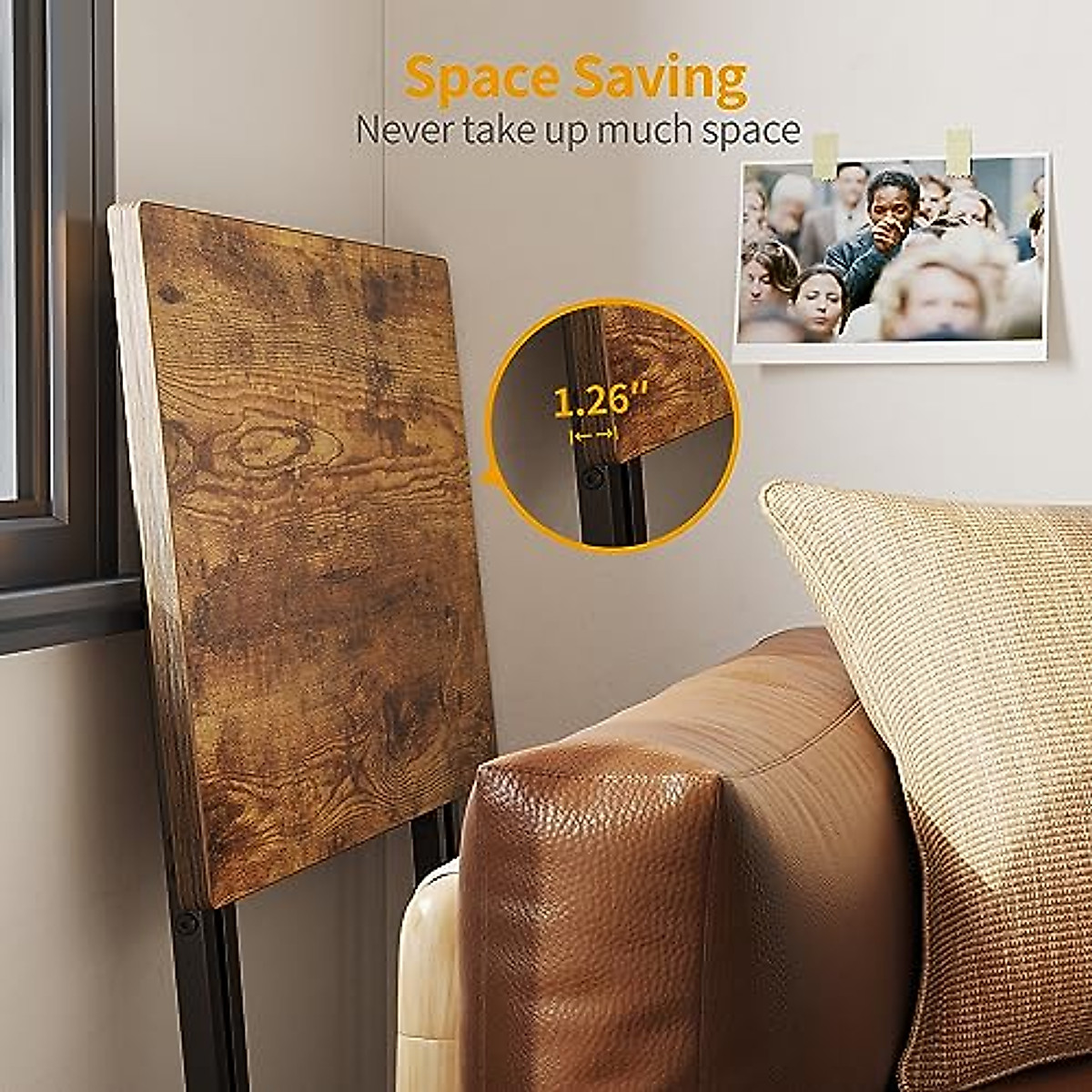 CubiCubi Folding Desk, 23.62 inch Small Computer Desk, Writing Desk, Space Saving Foldable Table for Small Spaces, Rustic Brown