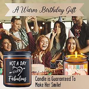 waogift Not A Day Over Fabulous Lavender Scented Candles - Funny Birthday Gift Ideas for Women Her,Friends, Coworkers, Her, Wife, Mom, Daughter, Sister, Aunt - Soy Funny Candle for Home Scented White