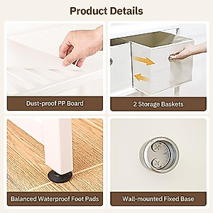 Homde Closet Organizer Storage System with 2 Storage Drawers and 3 Expandable Stainless Steel Hanger Rods,Bamboo Clothing Garment Rack,Freestanding Wardrobe Closet for Bedroom,White