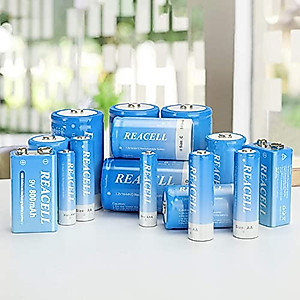 REACELL Rechargeable C Cell 5000mAh, C Size Rechargeable Batteries Long Lasting C Batteries with Storage Case, 4 Counts
