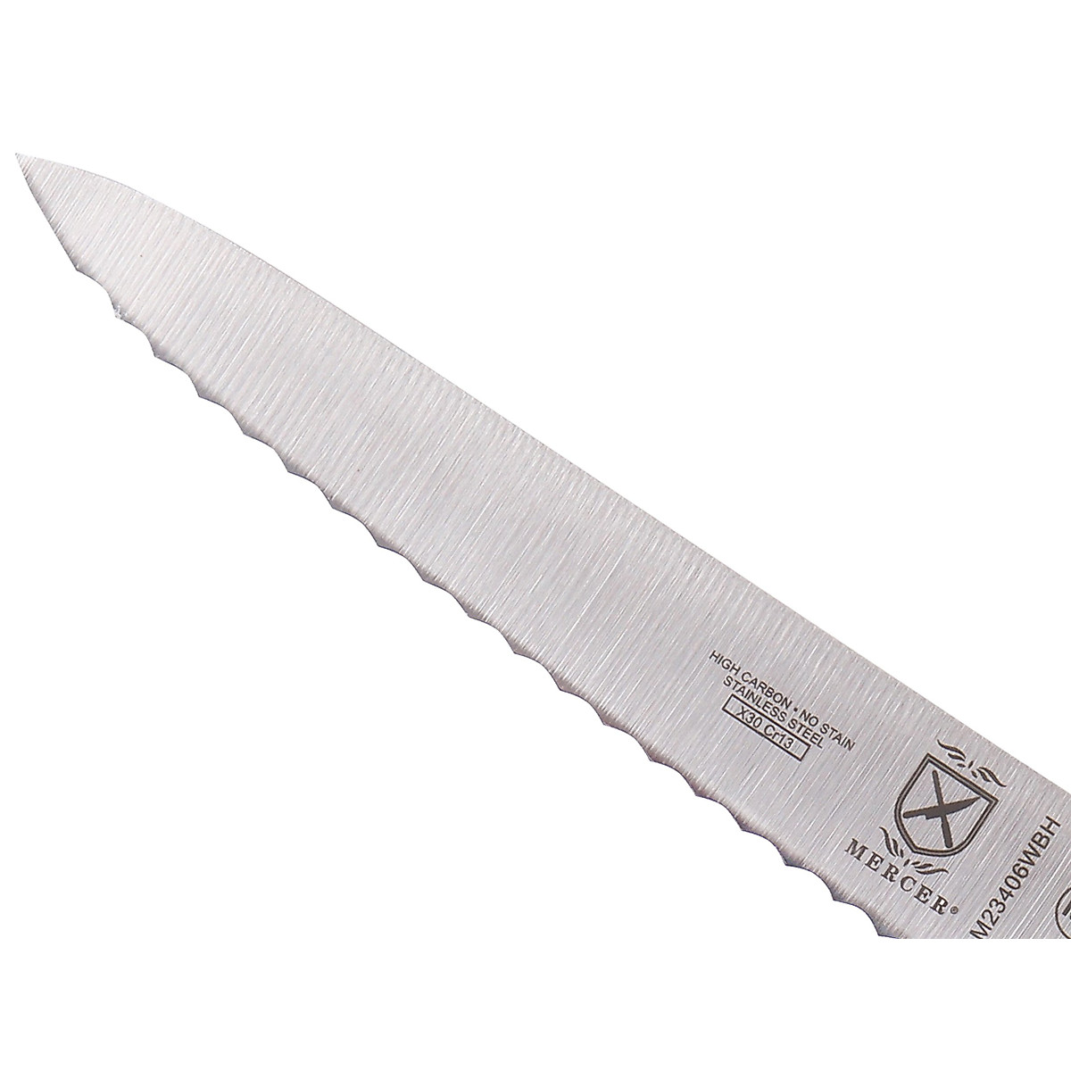 Mercer Culinary White Millennia Handle, 6" Utility Knife (Wavy Edge)