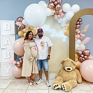 CIPAZEE Beige Arch Backdrop Cover - Beige Wedding Arch Cover Spandex Fitting Round Top Backdrop Arch Stand for Wedding Birthday Party Decoration(Beige,6.6x3.3FT)