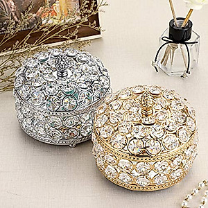 Hipiwe Crystal Mirrored Jewelry Box - Jewelry Trinket Organizer Treasure Box Home Decor Ring Earrings Necklace Storage Holder Chest Keepsake Box,Birthday Christmas Gift for Women Girls, Large