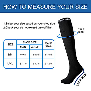 3 Pairs Graduated Compression Socks for Women Men 20-30mmHg Compression Stockings Knee High Socks Long Flight Socks (Large-X-Large)