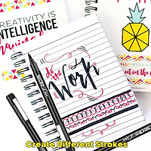 Dyvicl Hand Lettering Pens, Calligraphy Brush Pens Art Markers for Beginners Writing, Sketching, Art Drawing, Illustration, Scrapbooking, Journaling, Black Ink Pen Set, 8 Sizes