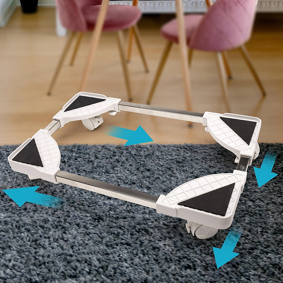 Computer Tower Stand with Wheels Adjustable CPU Stand PC Tower Stand Cart Suitable for Most PC Brackets On The Carpet Floor (White)