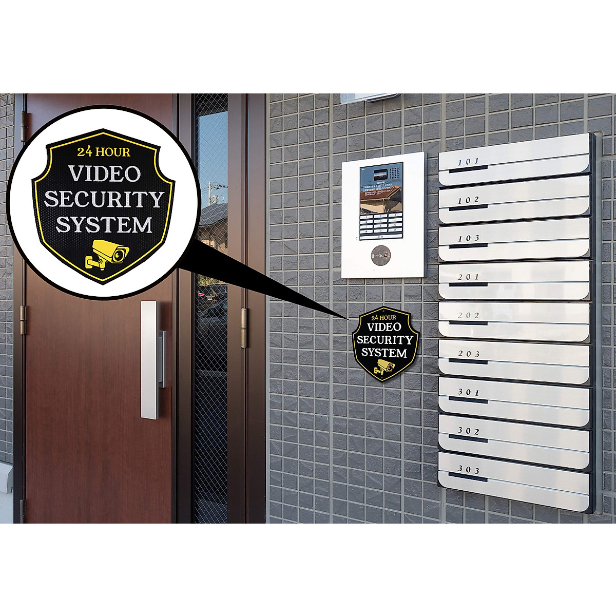 Warning 24 Hour Security Camera Sign | Professional Classic Design | Heavy Duty Dibond Aluminum | Home Property Surveillance Signs | Video Surveillance Wall Sign “REFLECTIVE” |