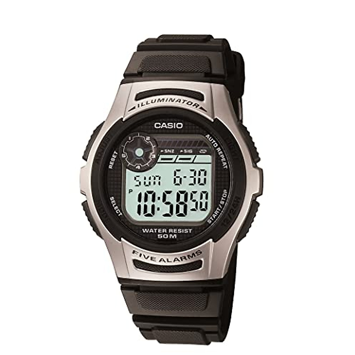 Casio Men's W213-1AVCF Basic Black and Silver Digital Watch