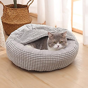 Warm Cozy Pet Sleeping Pad Winter Cat Nest Soft Breathable Cotton Bed for Small Dogs Keep Pet Warm Cozy Soft Plush Cat Bed Grey S