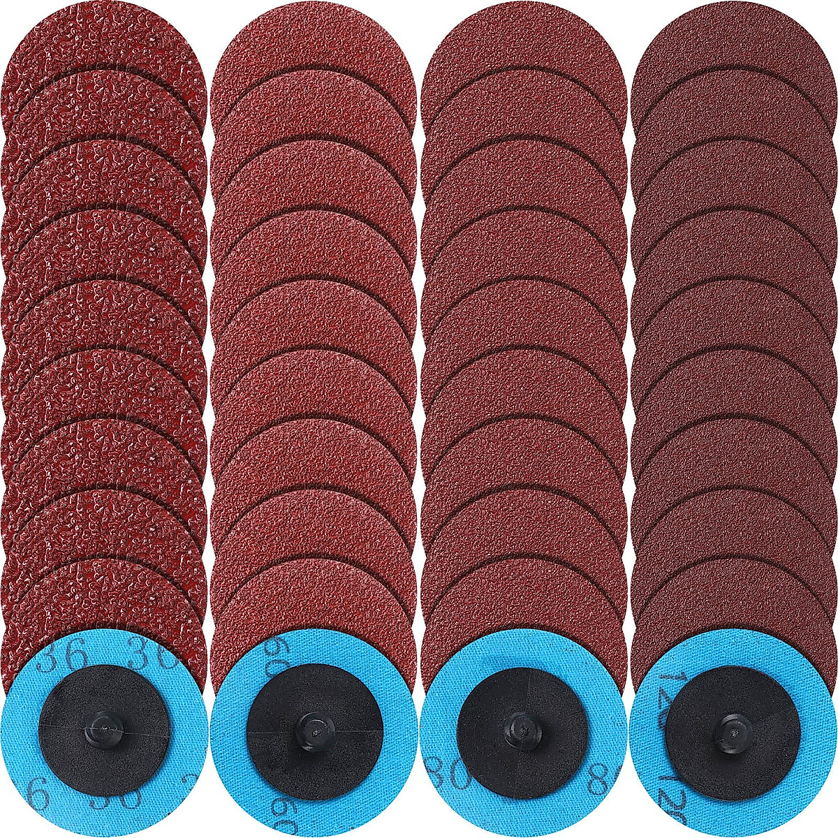 200 Pcs 2 Inch Sanding Discs 36/60/80/120 Grit Discs Aluminum Oxide Coated Die Grinder Accessories for Surface Prep, Grinding Burrs Polishing Finishes Removing Rust Paint