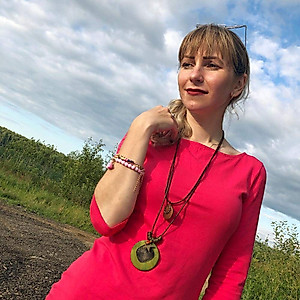 COOSTUFF ANNA Womens Pendant Necklace Wood Handmade Jewelry Long Rope Sweater Necklace for Woman (K5-AJXU-LZ4J)