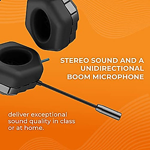 Gumdrop DropTech B1 Headset On-Ear Headphones for Kids w/Boom Mic, 3.5 mm Chew Proof Cord for K-12, Students & Classroom (Drop Tested, Comfortable, Lightweight, Rugged, Easy Cleaning) - Black