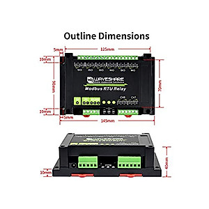 Waveshare Industrial Modbus RTU 8-ch Relay Module with RS485 Interface Multi Isolation Protection Circuits Comes with an ABS Enclosure