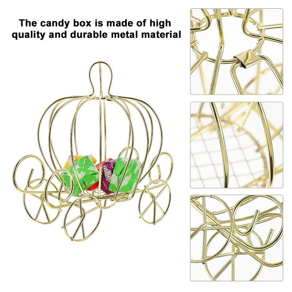 SEWACC Pumpkin Carriage Metal Candy Box Decorative Princess Carriage Candy Cart Candy Container Tabletop Decoration for Halloween Wedding Party