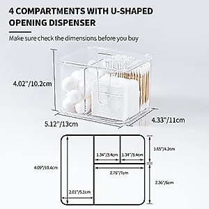 YOHOM Clear cotton ball and swab holder organizer with lid Bathroom Qtips Storage Container Box Plastic Cotton Round Pads Dispenser