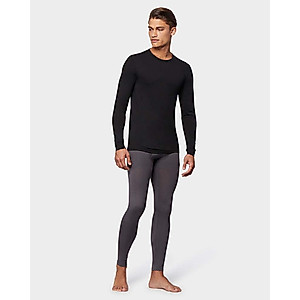 32 Degrees Heat Mens Performance Thermal Baselayer Crewneck Long Sleeve Top, Black, X-Large