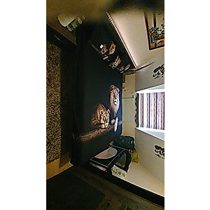 Holiyjog Lion Duvet/Quilt Cover Sets Black Linens Bed Pillow Shams King Queen Twin Full Size Boys Kids Animal Bed Set Home Textile (Queen, 004)