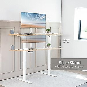VIVO Compact Electric Stand Up Desk Frame for 41 to 74 inch Table Tops, Single Motor Ergonomic Standing Height Adjustable Base with Memory Controller, White, DESK-E151EW