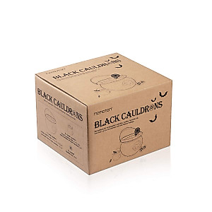 7Pack Halloween Cauldron with Handle Black Cauldron Candy Bucket Candy Kettle for Halloween St Patrick Day Party Decoration attached 6PCS Eyeballs