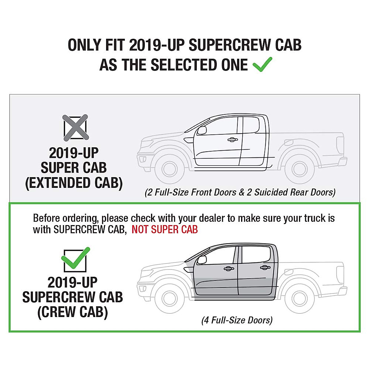 Tyger Auto 6.6" Blade Running Boards Compatible with 2019-2023 Ford Ranger | Supercrew Cab | TG-BL2F7318 | Side Step Nerf Bars