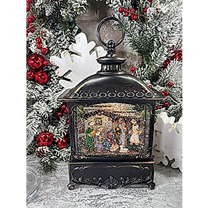 Nativity Lighted Snow Lantern 11"