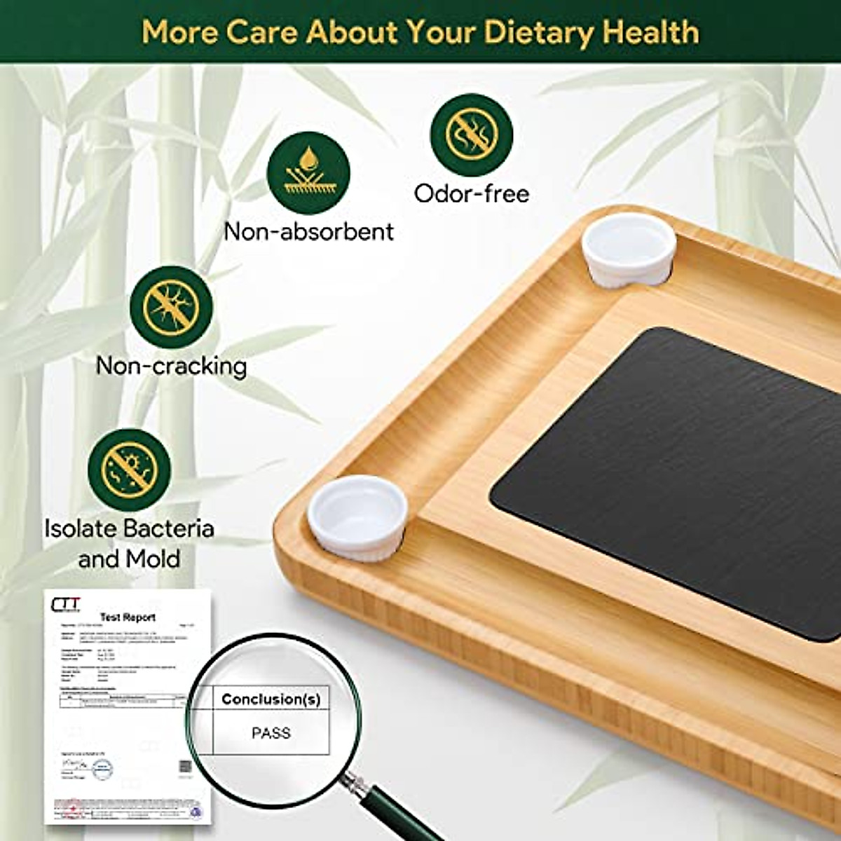 Easoger Large Charcuterie Board (28"×13"×1.6") with 2 Drawers, Bamboo Cheese Board with Knife Set, 2 Ceramic Bowls, Cutting Protection Natural Slate and Non-slip Feet, ideal for Housewarming Gift