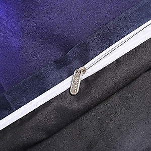 Blue Flame Soccer Duvet Cover Set for Children Boys 3D Printed Football Quilt Cover Set with 2 Pillowcases Fire and Ice Bedding Set with Zipper Closure Queen Size 90" X 90"(Not Comforter)