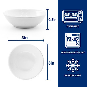 MARIWEI 12 Pack Soy Sauce Dish Ceramic Dipping Bowls Bulk, 1.2 Oz White Dipping Sauce Bowls/Dishes, Small Dipping Sauce Cups for Sushi Ketchup Olive Oil Appetizer