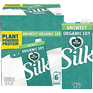 Silk Shelf-Stable Organic Soy Milk, Unsweetened, Dairy-Free, Vegan, Non-GMO Project Verified,32 Fl Oz(Pack of 6)