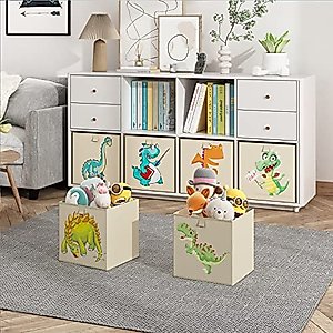 Wisdom Star Toy Chest, Removable Divider Toy Storage Organizer, Animal 11 Inch Fabric Storage Cube Bins, 6 Pack Storage Baskets for Shelves, Cube Storage Boxes for Organizing Closet Bins