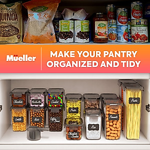 Mueller Airtight Food Storage Container Set with Lids – 24-Piece, Kitchen & Pantry Organization and Storage, Dishwasher, Freezer and Microwave Safe – 24 Labels, 4 Measuring Cups and Marker, Dark Grey