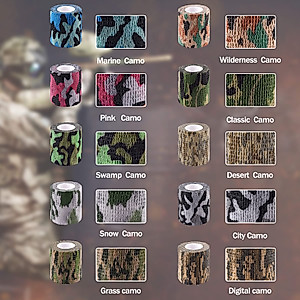 BQTQ 40 Rolls Self Adhesive Bandage Wrap 2 Inch Self Adherent Wrap Stretch Bandage Self Stick Bandage Athletic Wrap Tape Wound Wrap Bandgae for Wrist Ankle Swelling Sprains (Camo Color)