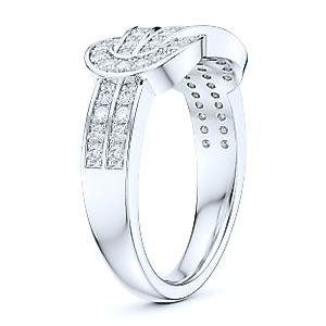 PRSTANI Sterling Silver Tie the Love Knot Full of Round Brilliant Cut Genuine Moissanites Promise Ring Wedding Band (3.5)