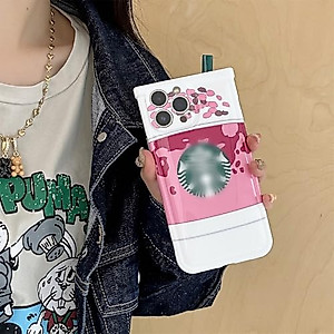YOUWUMA for iPhone 13 Pro Max Case Cute Soft Shockproof 3D Cartoon Funny Unique Kawaii Milk Coffee Tea Cup Phone Protective Phone Cover for Women Girls (Pink)