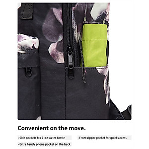 HotStyle BESTIE Floral Backpack, Stylish Bag for College Travel Work Everyday, Black