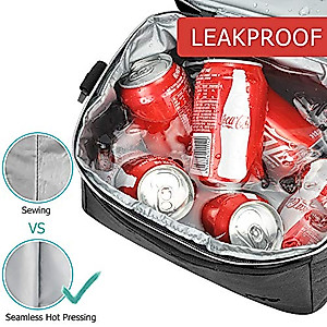 Tirrinia Insulated Lunch Bag, Leakproof Thermal Bento Lunch Box Tote for Women, Men, Adults Work Office Cooler Bag, 10.2" x 7.5" x 9", Black