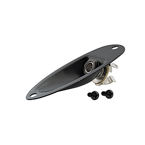 Musiclily 1/4 Inch Boat Style Loaded Guitar Input Jack Socket Plate Output Jack for Fender Stratocaster Strat Electric Guitar, Black
