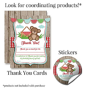 Teddy Bear Picnic Birthday Party Invitations, 20 5x7 Fill In Cards with Twenty White Envelopes by AmandaCreation