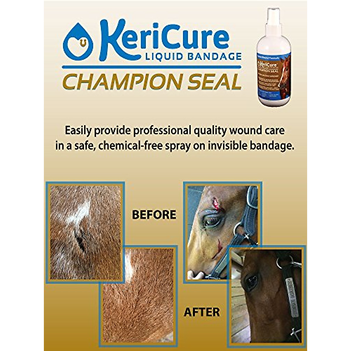 KeriCure 4 oz Champion Seal Spray on Liquid Bandage for Horses/Large Animals