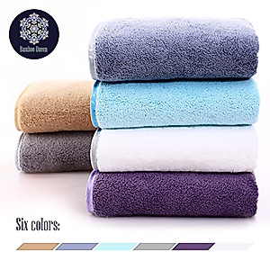 BAMBOO QUEEN Luxury Silk Hemming Hand Towels Sets of 6 - Light Thin Quick Drying - Ultra Soft Microfiber Highly Absorbent Towel for Hotel, Bathroom, Shower, Spa, Hand Towel 16 x 28 inches - Multicolor