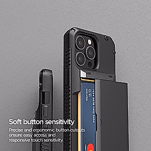 VRS DESIGN Damda Glide Pro Phone Case for iPhone 13 Pro, Sturdy Semi Auto Wallet [4 Cards] Case Compatible for iPhone 13 Pro Case (2021) Black