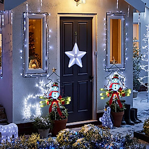 Doingart Outdoor Solar Light Christmas Decorations, Snowman Christmas Light with Faux Red Berry, Foliage Accents Garden Decor Stakes