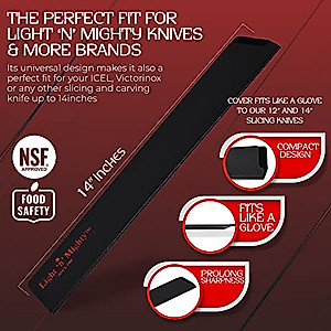 KnifeGuard for Meat/Fish Slicing Knife Blades up to 14 Inches, Fits Perfectly For Light ‘n’ Mighty 12 and 14 Inch Blade Slicing Knives. Will Keep Your Knife Edge Sharp Longer.
