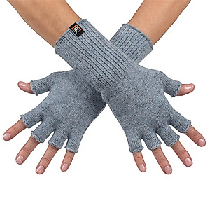 Evolution Knitwear Alpaca Knit Fingerless Gloves - Super Soft Baby Alpaca - Made in the USA - Small - Blue Grey