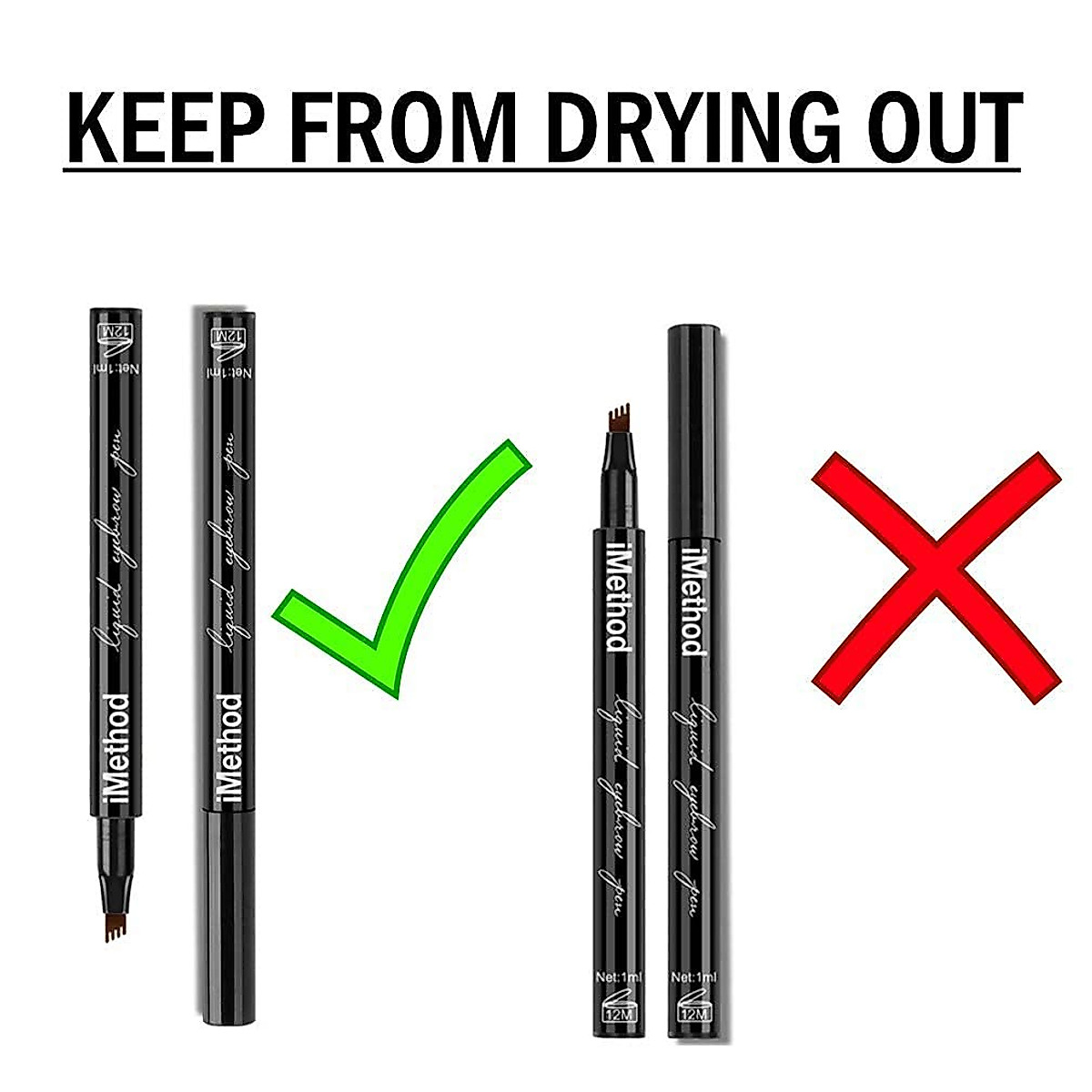 iMethod Eyebrow Pen - iMethod Eye Brown Makeup, Eyebrow Pencil with a Micro-Fork Tip Applicator Creates Natural Looking Brows Effortlessly and Stays on All Day, Dark Brown