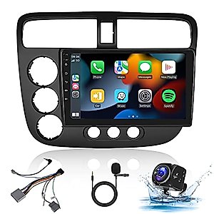 for Honda Civic 2001-2005 Android Car Stereo Support Wireless Carplay/Android Auto with 9 inch Touchscreen WiFi GPS Navigation BT USB FM/RDS Radio Receiver Backup Camera Steering Wheel Control