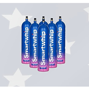 Smart Whip Whipped Cream Chargers - Pure N2O Whipped Cream Cylinder -Liter Nitrous Oxide Chargers (640 gram) Compatible with Cream Whippers - 1 Carton (6 cylinders)