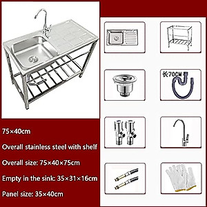 LANADO Dishwashing with bracket, stainless steel sink countertop, integrated kitchen sink, integrated cabinet, simple vegetable basin with bracket
