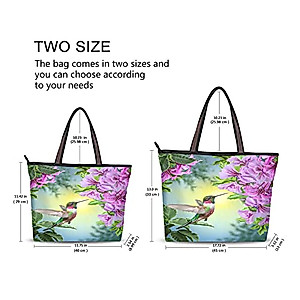 Sletend Hummingbird Flower Bird Handbags for Women Fashion Tote Bags Shoulder Bag for School Travel Work Shopping(M)