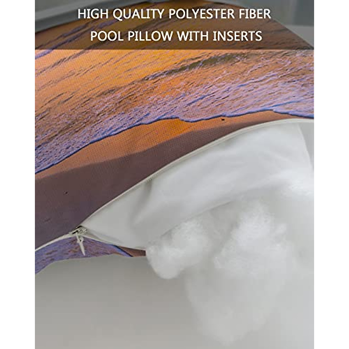 Recliner Head Pillow Ledge Loungers Chair Pillows with Insert Hand Drawn Orange Abstract Sunset in Seaside Lumbar Pillow with Adjustable Strap Outdoor Waterproof Patio Pillows for Beach Pool, 2 PCS